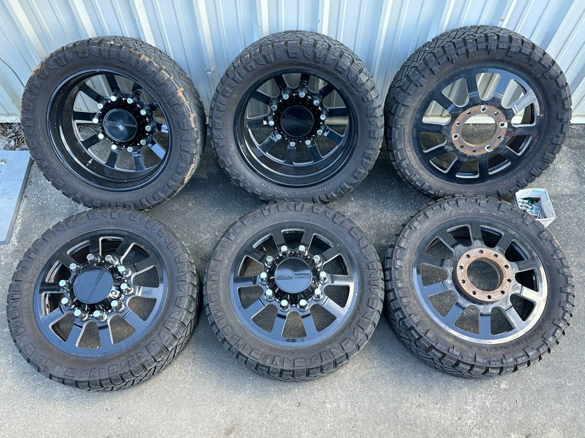 FORD F450 F550 RAM 4500 5500 10X225 CUSTOM FORGED 24" WHEELS 37" NIT D ...